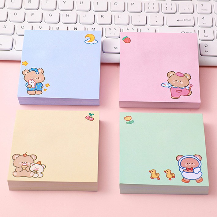 (Clearance) Howoo 80s Cute Bear Sticky Note Study Exam Note Pad School ...