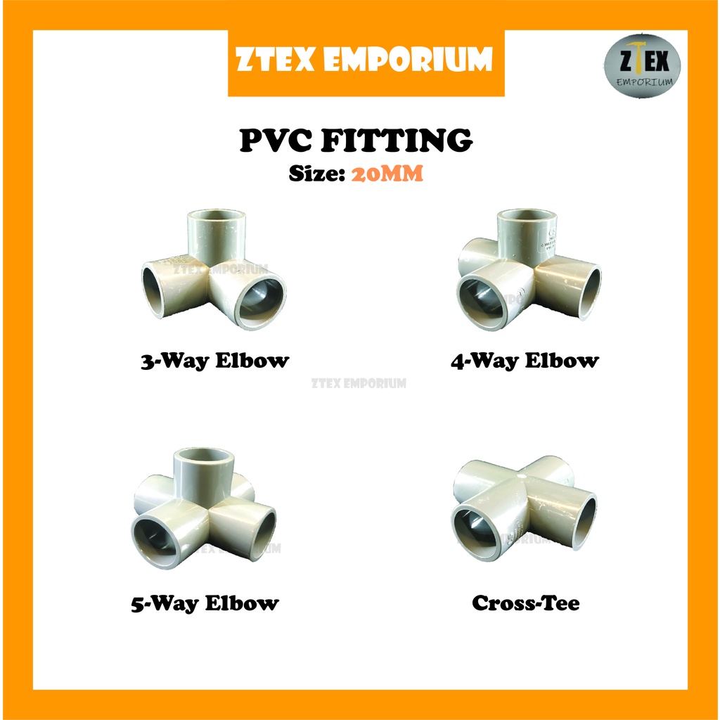 [Ready Stock] HIGH QUALITY PVC FITTING 20MM (3/4") 3-WAY 4-WAY 5-WAY ...