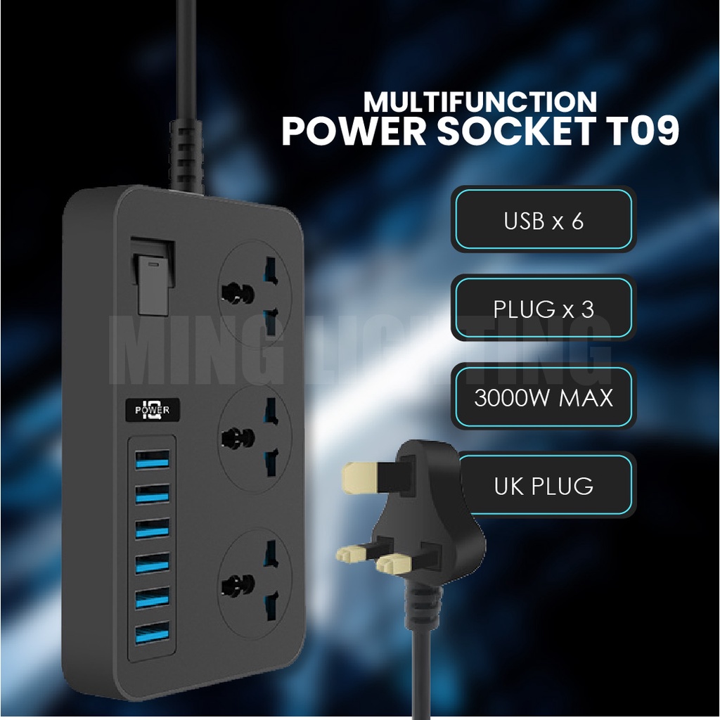 [SIRIM] 2M 5M Extension Socket Trailing Soket T09 T14 Multiple USB ...