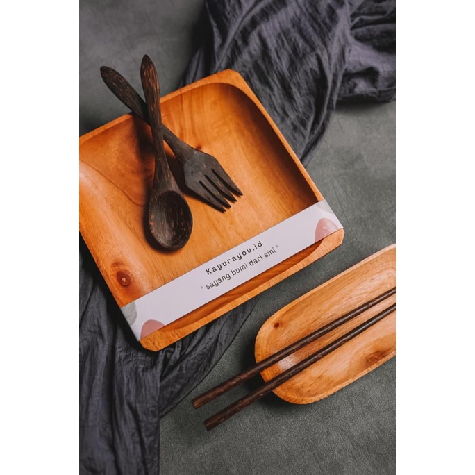 KAYU Square Wooden Plate | Aesthetic Wooden Plate | Serving Plate ...
