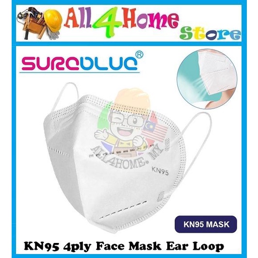 SUREBLUE KN95 4-ply Face Mask Ear Loop/ Folded Mask | Shopee Malaysia