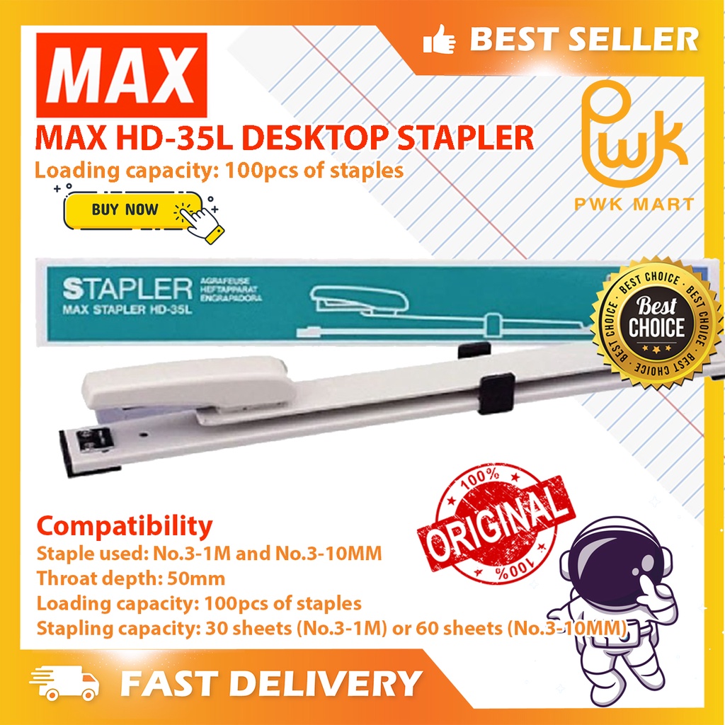 MAX HD-35L DESKTOP STAPLER *Loading capacity: 100pcs of staples ...