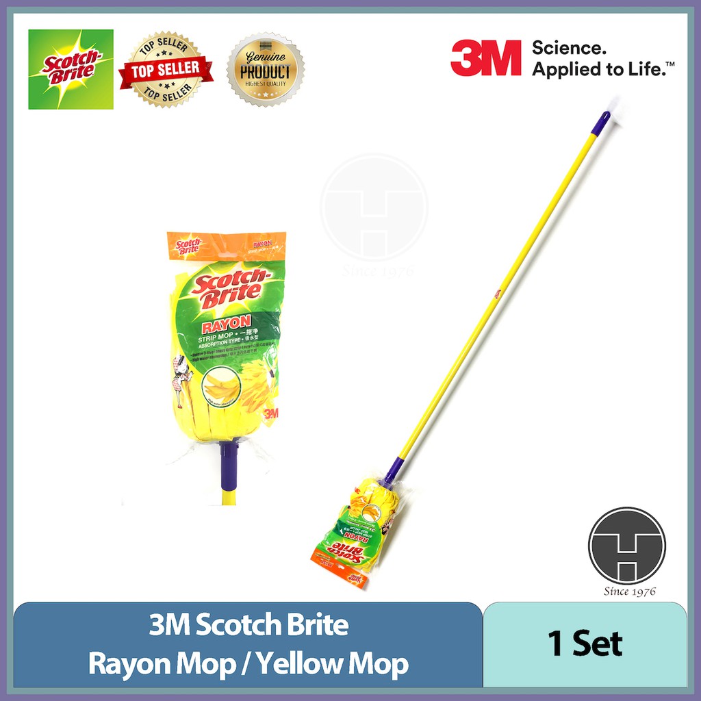 [TeoHin] 3M Scotch-Brite Rayon Yellow Strip Mop Set , Mop Kuning, Mop ...