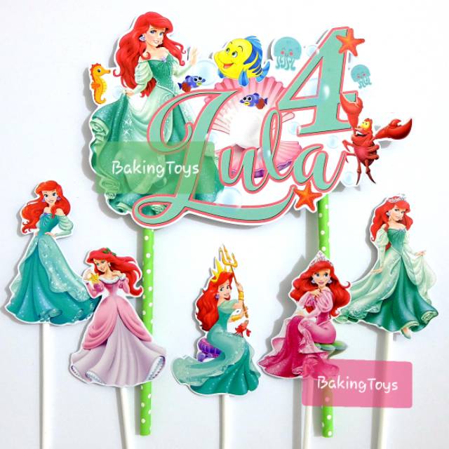 Custom Ariel Princess Mermaid Birthday Cake Topper | Shopee Malaysia