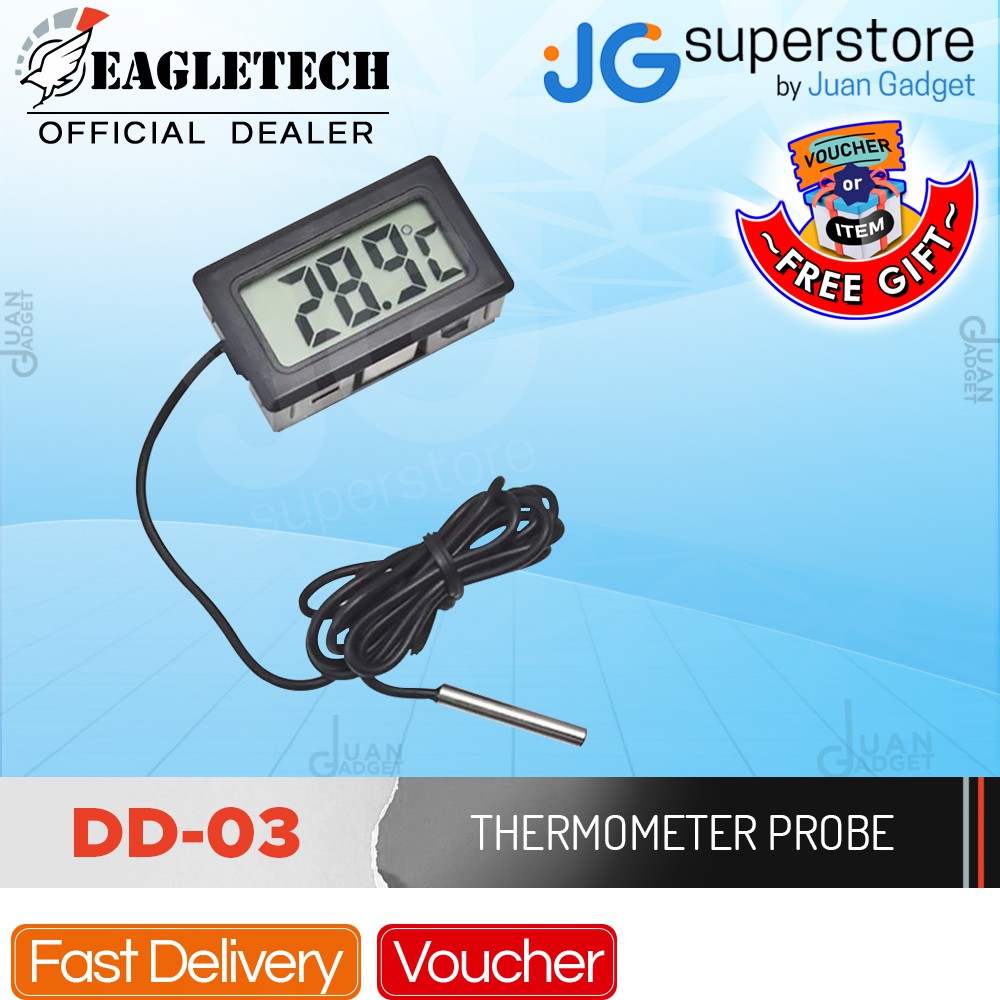 Eagletech Digital LCD Probe Fridge Freezer Indoor Thermometer Sensor ...