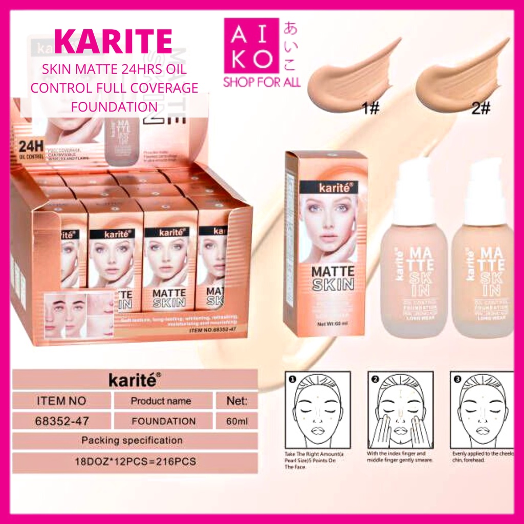 (AIKO) KARITE SKIN MATTE 24HRS OIL CONTROL FULL COVERAGE FOUNDATION ...