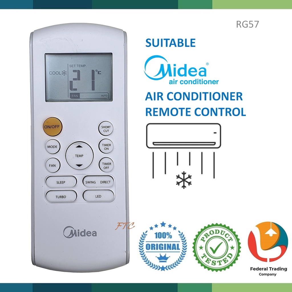 Midea **Original** Midea Air Cond Aircond Air Conditioner Remote ...