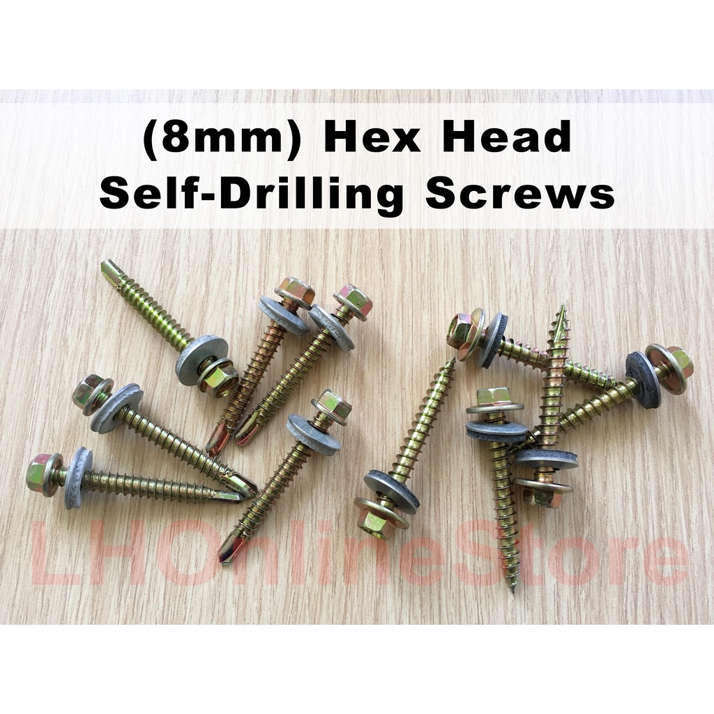 (Box) (8mm) Hex Head Self-Drilling Screws/ Awning Screws/ Roofing ...