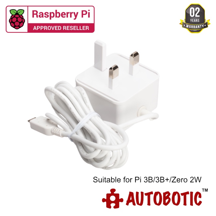 Official Power Adapter for Raspberry Pi Zero 2 W/3B+/3B (DC 5.1V, 2.5A ...