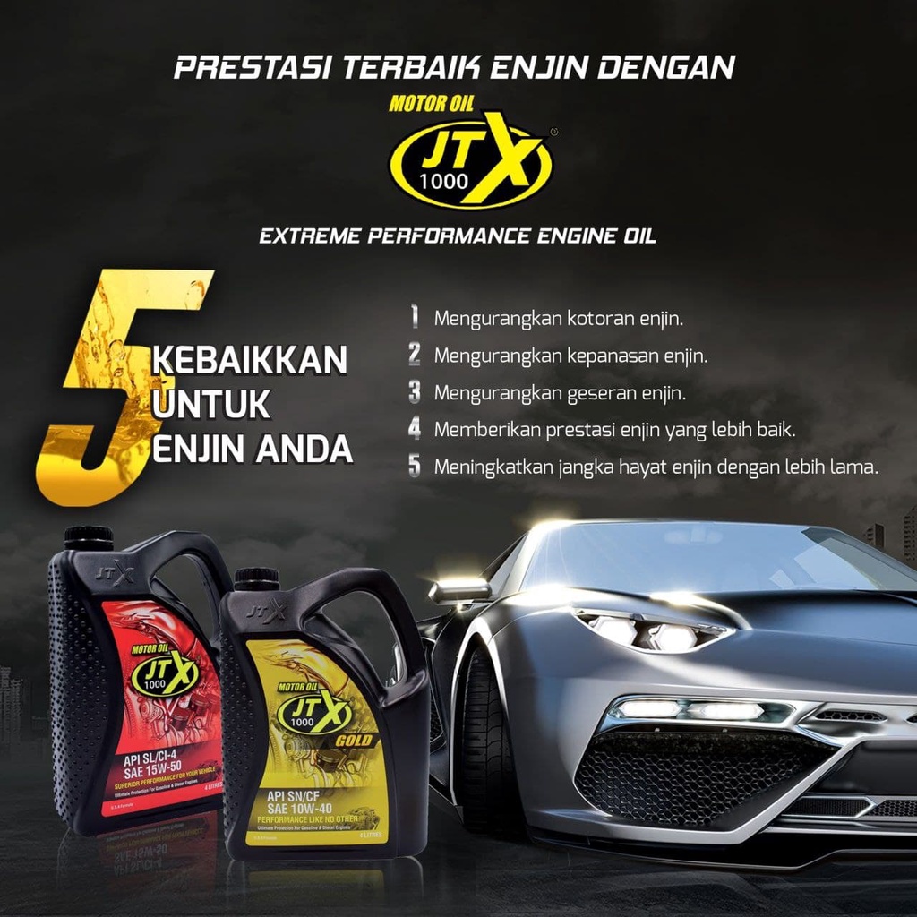 JTX 1000 MOTOR OIL - 4L (API SN/CF, SAE 10W-40) | Shopee Malaysia
