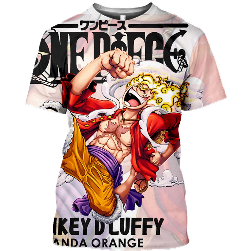 Summer One Piece t-Shirt 3D Printing Fun Anime Sun God Luffy Street ...