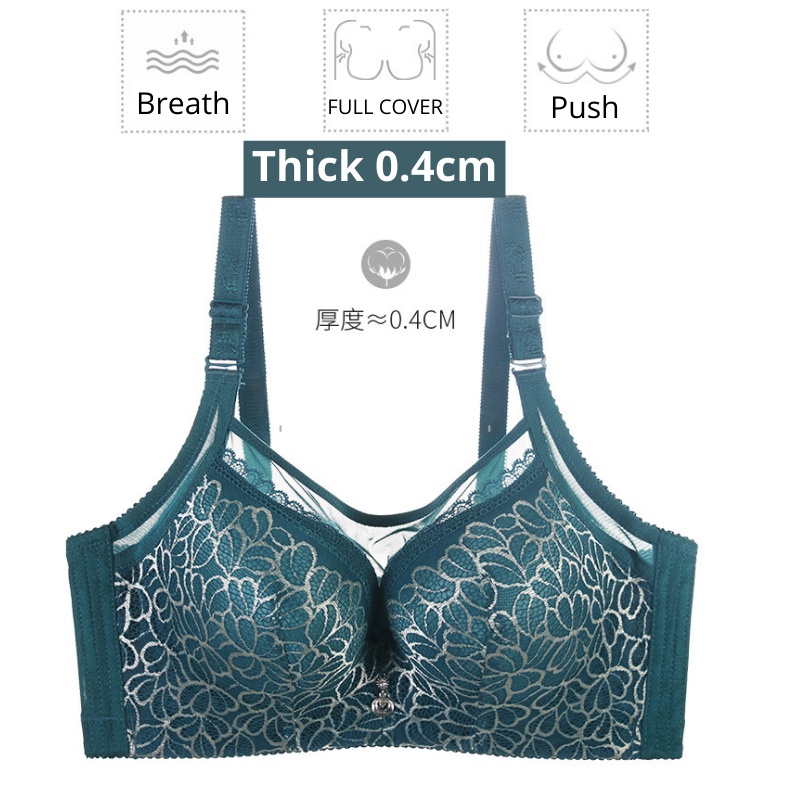 🇲🇾FELLO Women Plus Size Ada Dawai Besi (CDE) Thin Cup Push Up Deep V ...