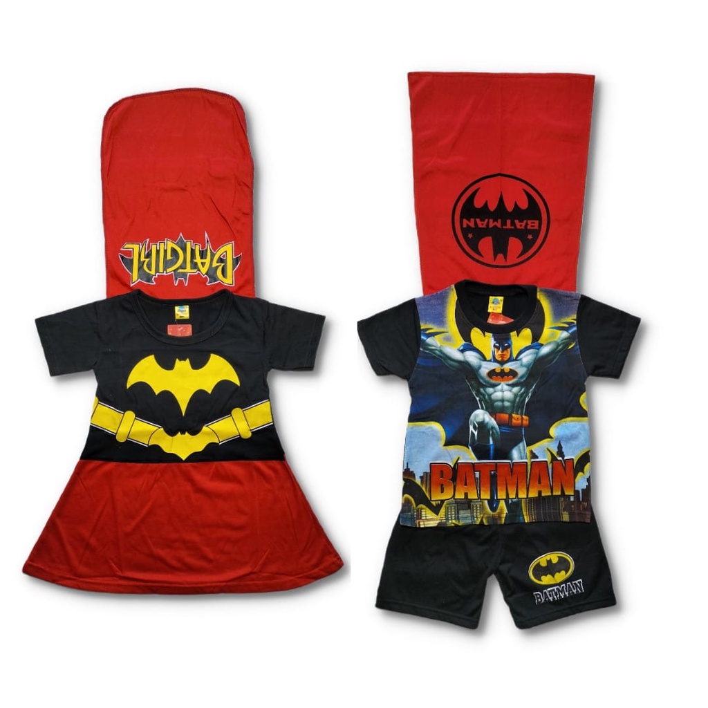 SUPEK - CHILDREN'S COSTUME COUPLE BATG1RL-BATM@N WINGS AGED 2-8 YEARS ...