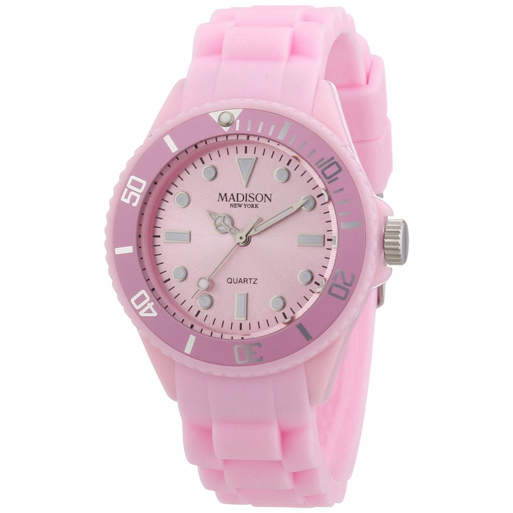 Madison Quartz Pink Dial Pink Silicone Watch #L4167-23 (Women Watch ...