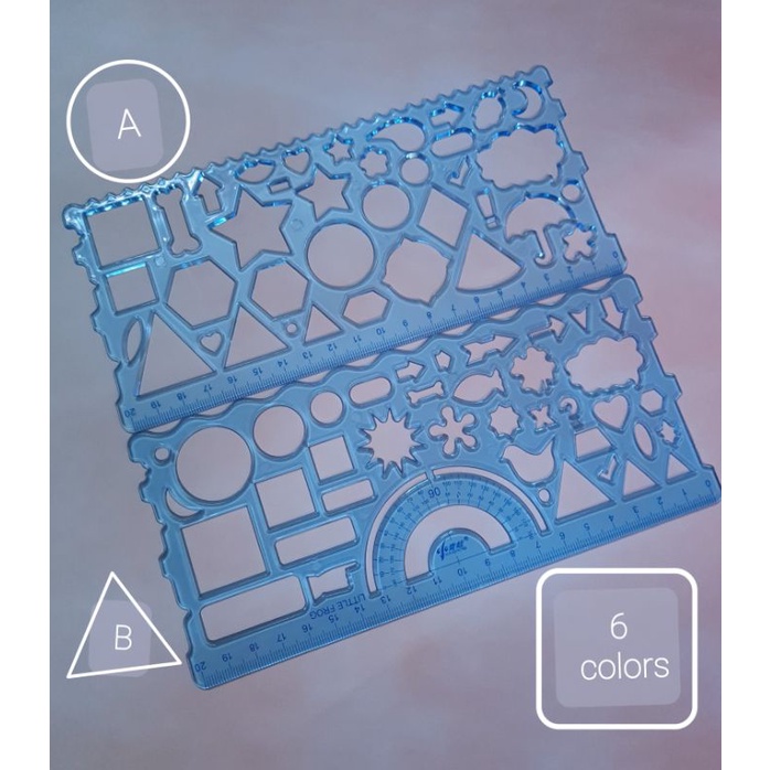 T8. PLASTIC TEMPLATE DRAWING GEOMETRIC SHAPE RULER FOR KID | Shopee ...