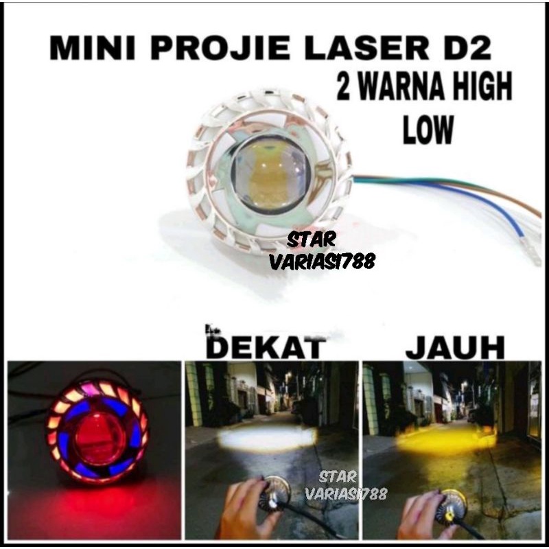 Projie laser D2 mini LED Light 2.5 Inch high low angel eyes hi loo ...