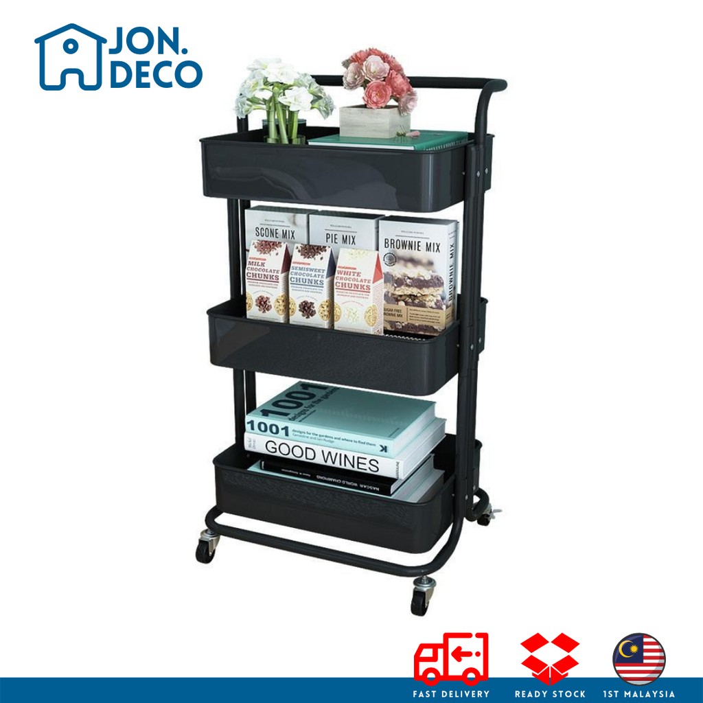 storage rack JON. 3 Tier Trolley Cart Similar to IKEA RASKOG Kitchen ...