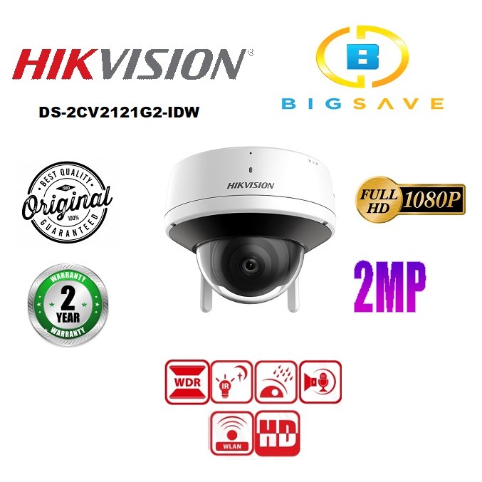 HIKVISION 2MP DS-2CV2121G2-IDW OUTDOOR AUDIO FIXED WIFI DOME NETWORK ...