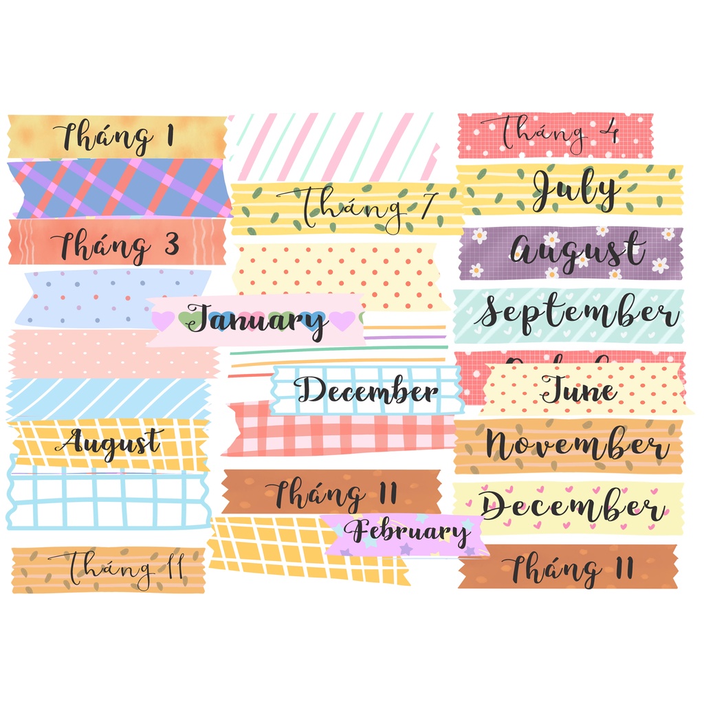 Months of the year label stickers decorate cute notebooks | Shopee Malaysia