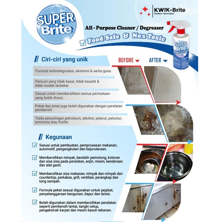Malaysia Product Super Brite All Purpose Cleaner and Degreaser in 500ML ...