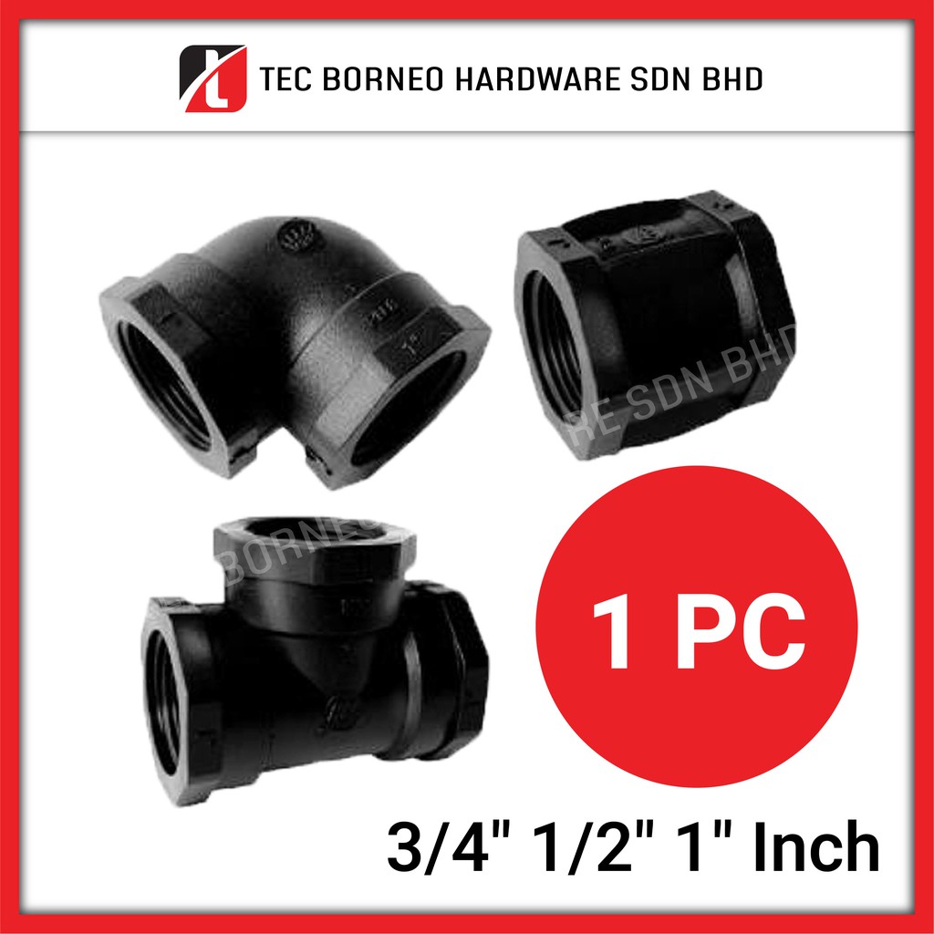 TEC [1 PC] PP Female Threaded Equal Elbow / Equal Tee / Straight Coupler Socket Fitting Water ...