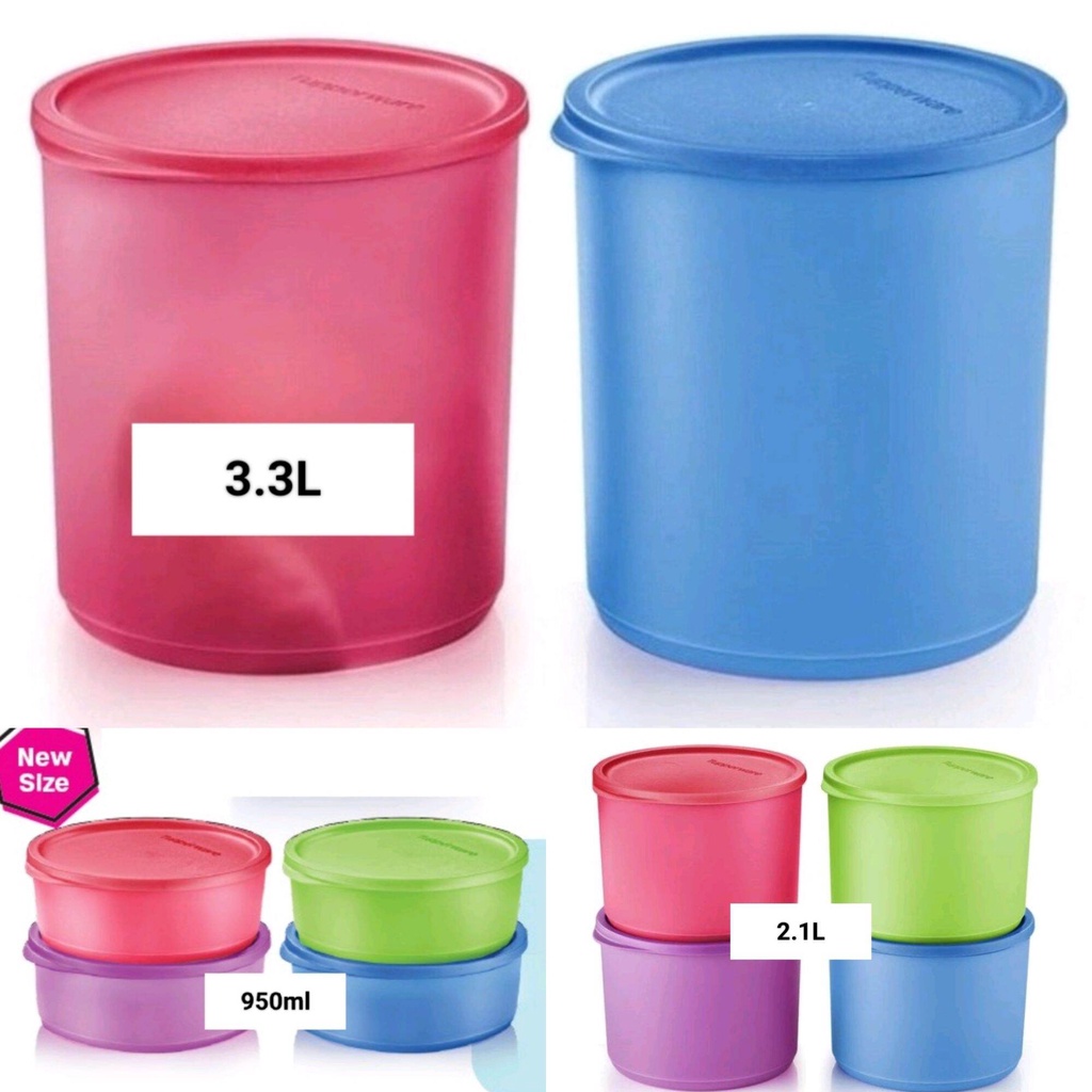Tupperware Summer Fresh Round Set (1L / 530ML/ 2.1L/ 950ML/ 200ml) bekal tupperware bekas ...