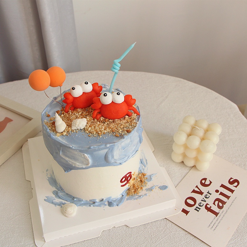 Cancer baby cake decoration small crab cake decoration hat hairy crab ...