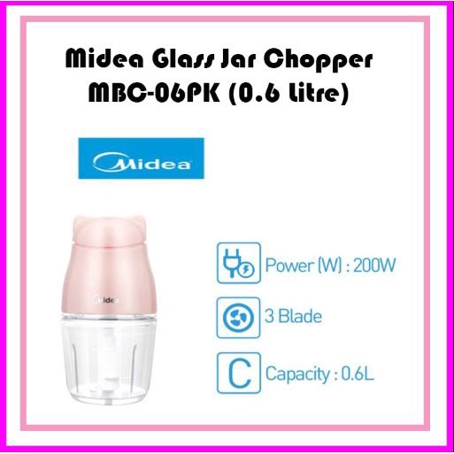 Midea Glass Jar Chopper MBC-06PK (0.6L) | Shopee Malaysia