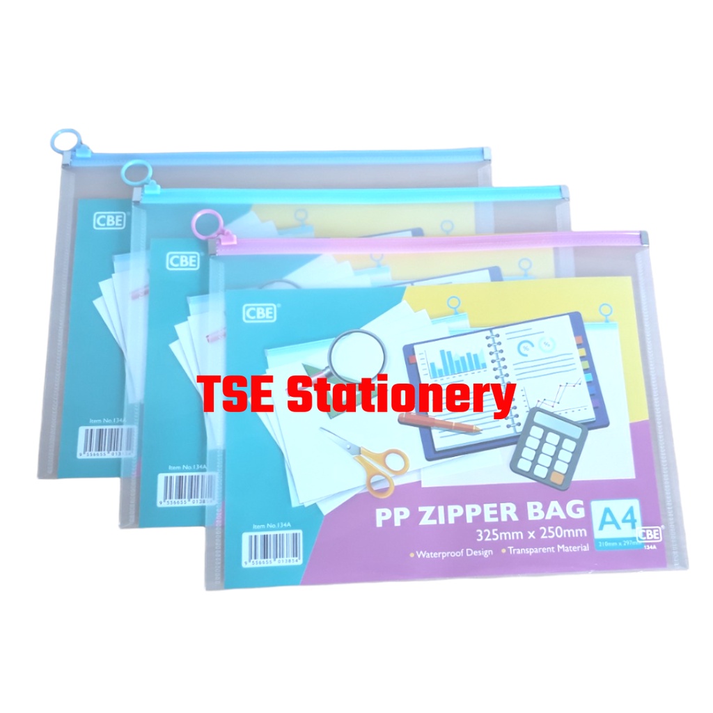 CBE 134A A4 Plastic Zipper Bag / Fail File Filing Pocket File Document ...