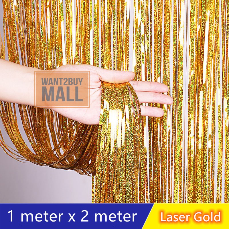 🇲🇾 🏆 Foil Rain Curtain Metallic Birthday Wedding Balloon Festival Wall ...