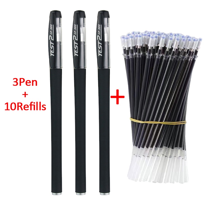 3Pen + 10Refills ballpen set organizer Carbon Pen Gel pen black 0.5mm ...