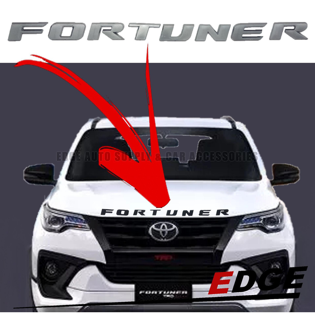 (Silver - Medium) Toyota Fortuner Hood Stick-On Emblem Decal Logo ...