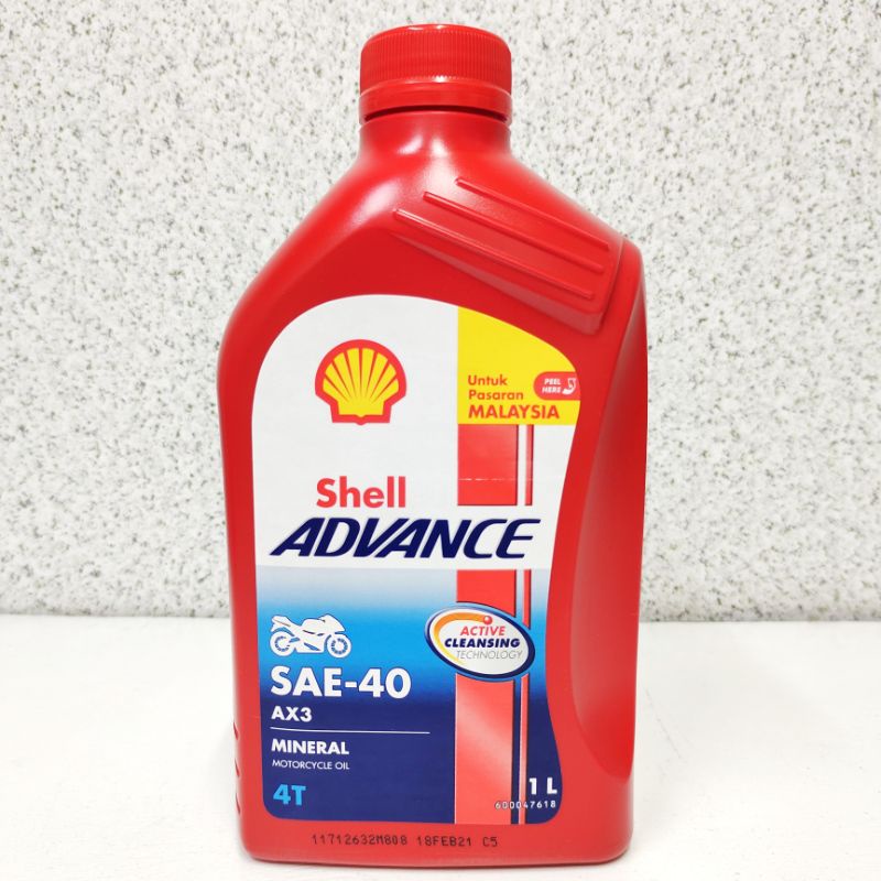 Shell Advance 4T SAE-40 AX3 Mineral Motorcycle Oil Shell Merah Minyak ...