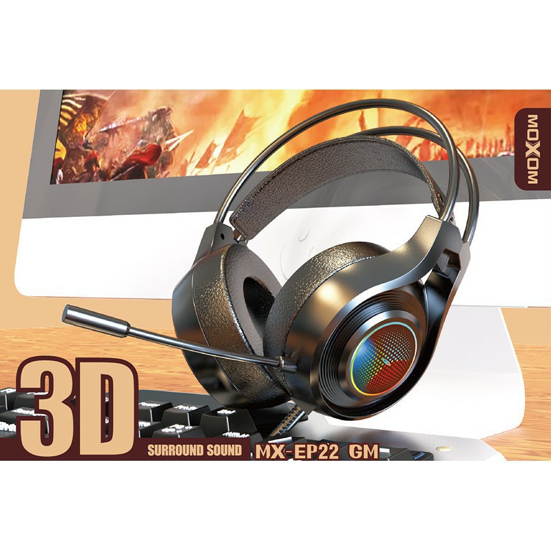headphone with mic headphone gaming earphone gaming MOXOM MX-EP22 3D ...