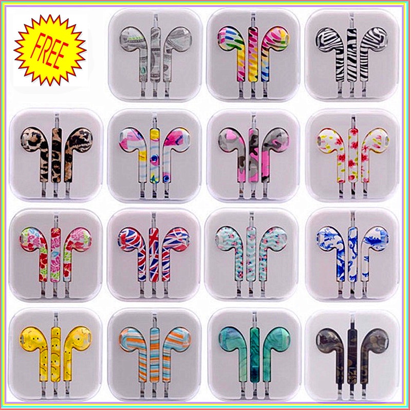Color Pattern 3.5mm In-Ear Wired Headphones with Mic IP Android ...