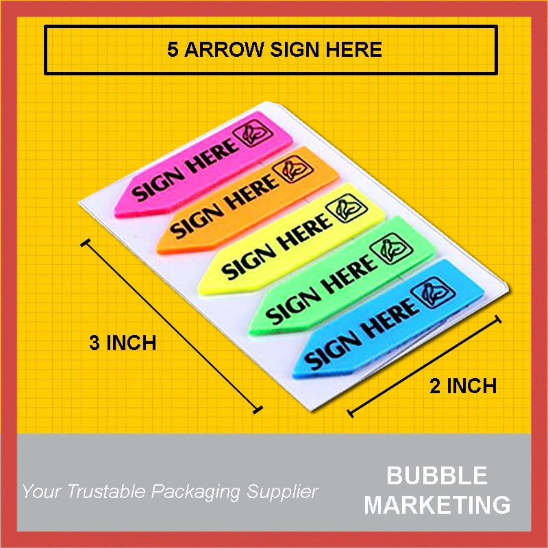 masterborong 5 Arrow Sign Here Sticky Note Memo Pad Fluorescent Cyber ...