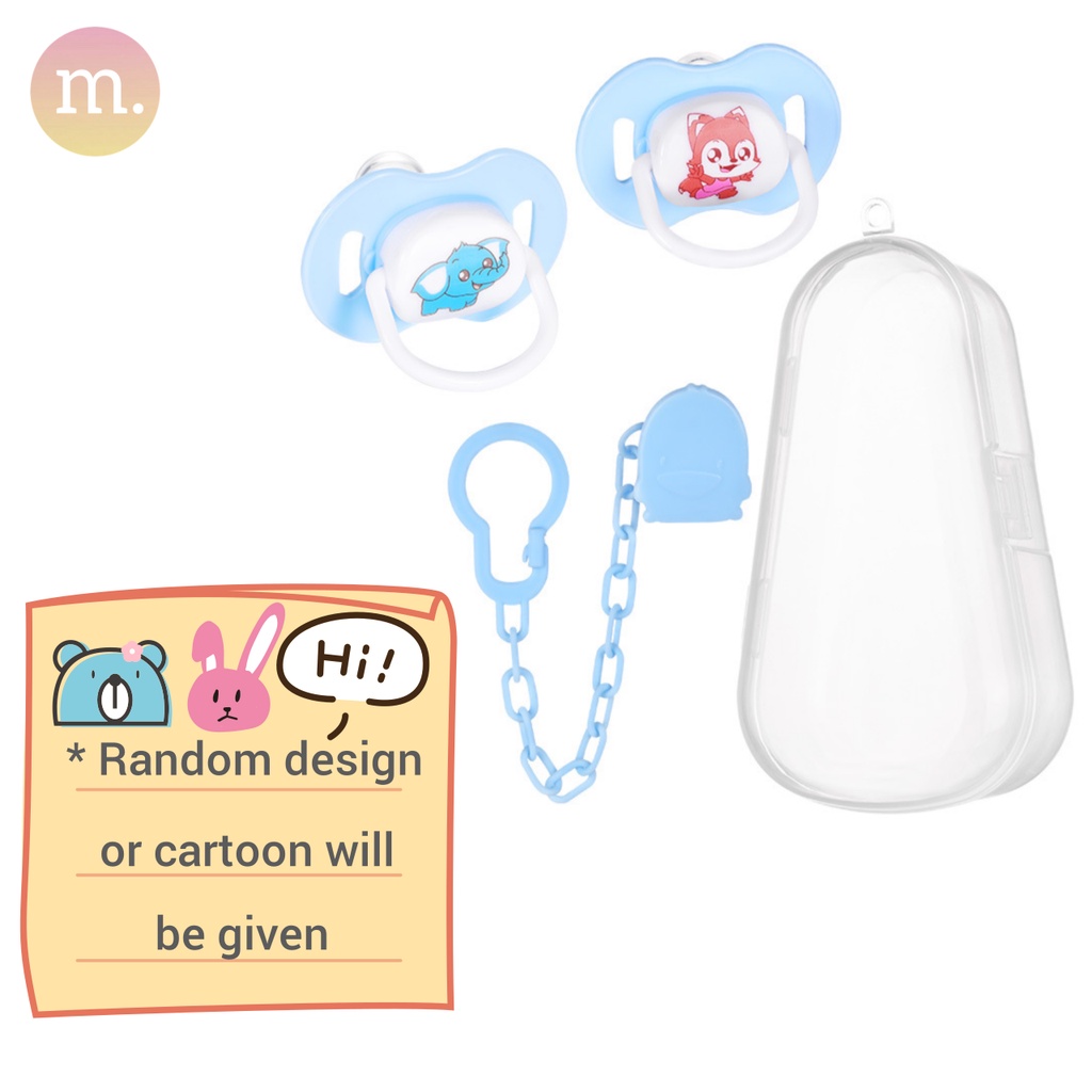 Baby Round/Flat Head Pacifier With Pacifier Clip & Storage Box Puting ...