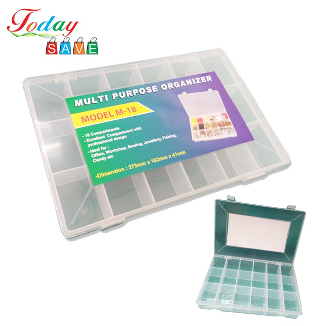 M-18 Compartment Box Transparent Storage Tool Plastic Organizer Box ...