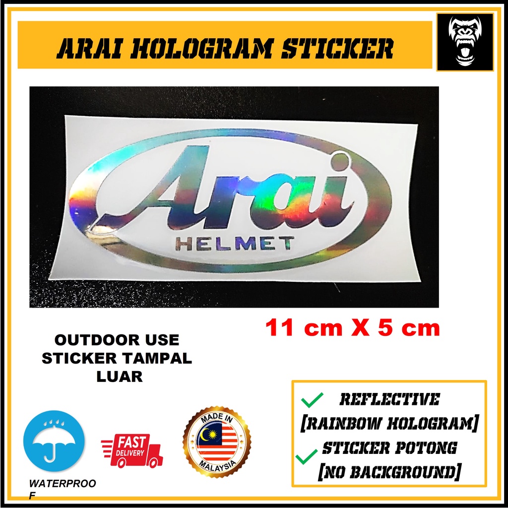 ARAI HELMET MOTOR STICKER. pantul cahaya (HOLOGRAM/RAINBOW). stiker ...