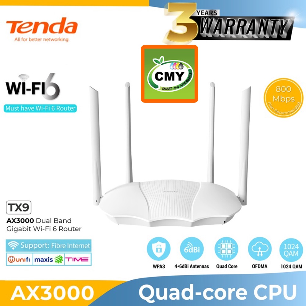 Tenda TX9 AX3000 Dual Band Gigabit Dual-core Wi-Fi 6 Wireless Router ...