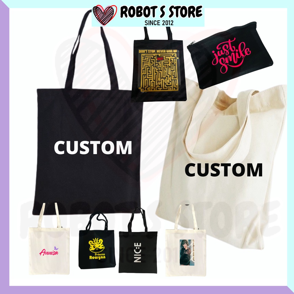 CUSTOM Student Bag Korea Eco Canvas Tote Bag Tuition Shoulder Bag ...