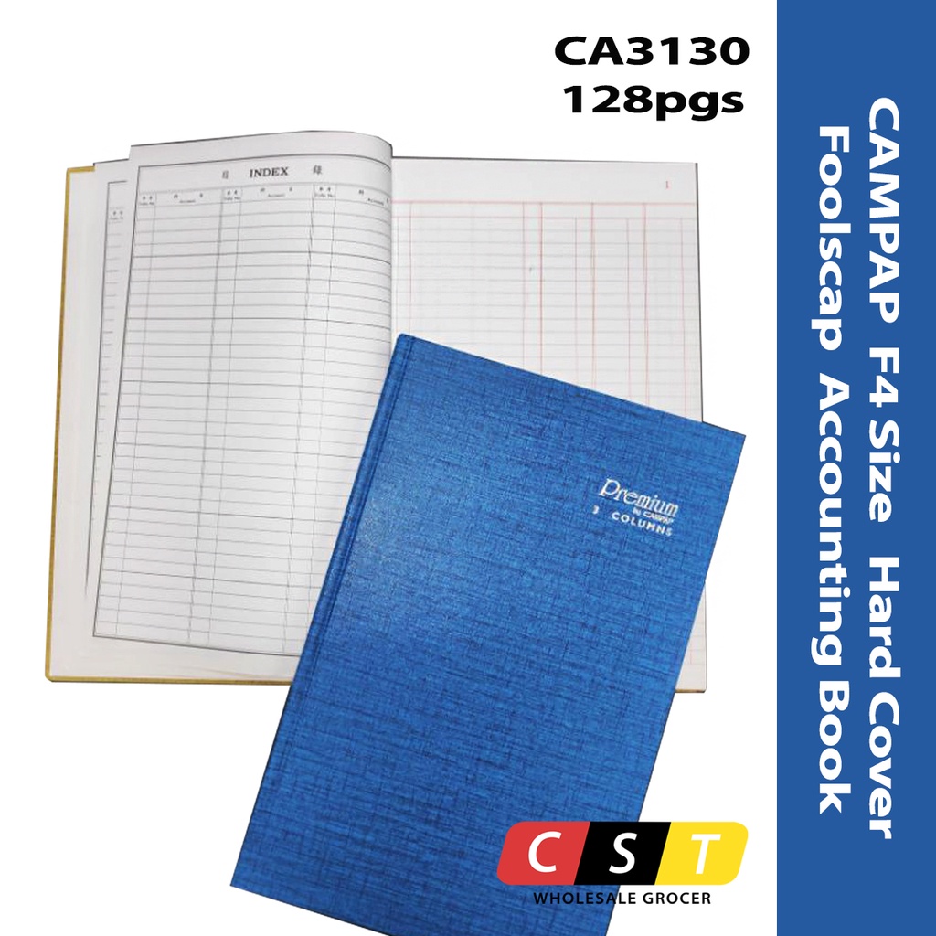 CAMPAP F4 Size 128pgs Hard Cover Accounting Book with Numbering CA3130 ...