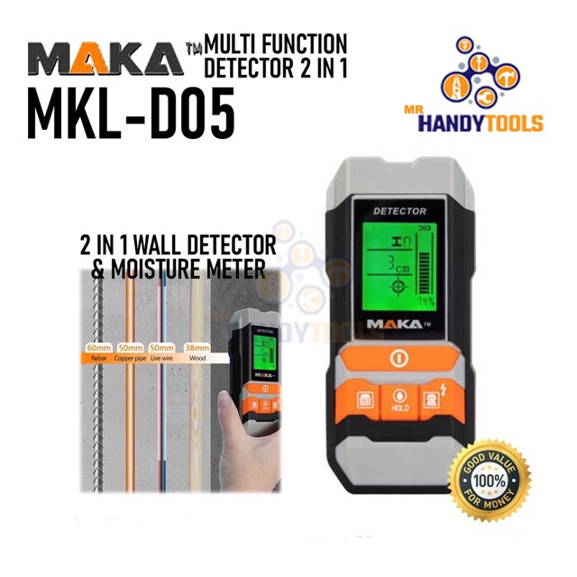 MAKA MKL-D05 MULTI-FUNCTION DETECTOR 2-IN-1 WALL DETECTOR & MOISTURE METER | Shopee Malaysia