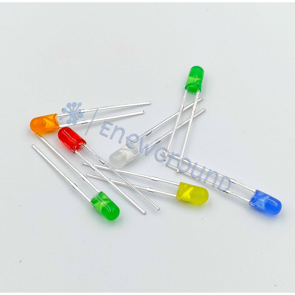 LED (Type diffuse, 3mm borderless or flangeless, short pin, 5 PCS ...