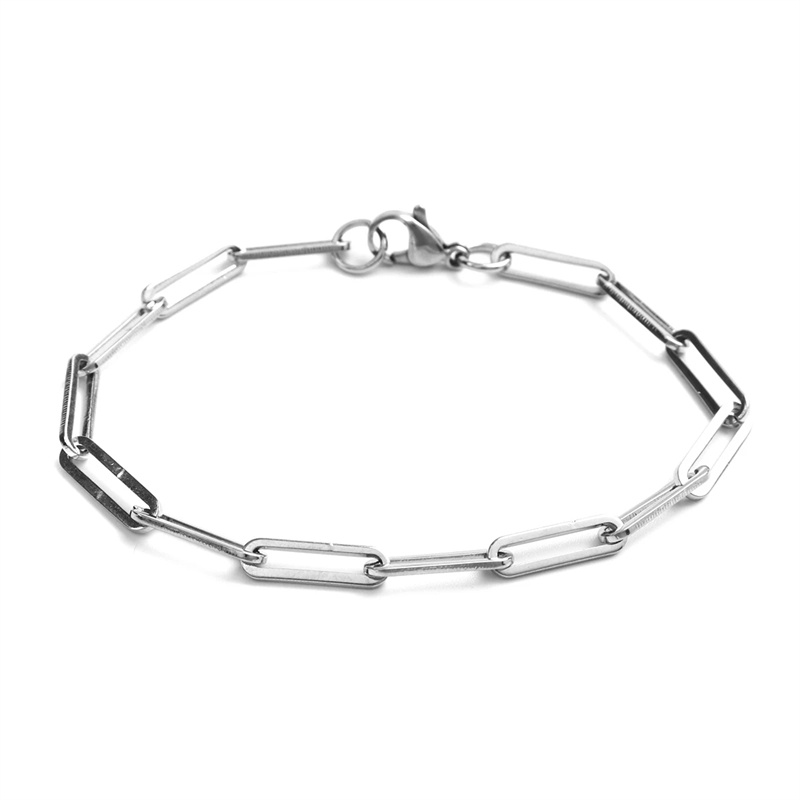 New Fashion 304 Stainless Steel Paperclip Chains Bracelets Metal Hand ...