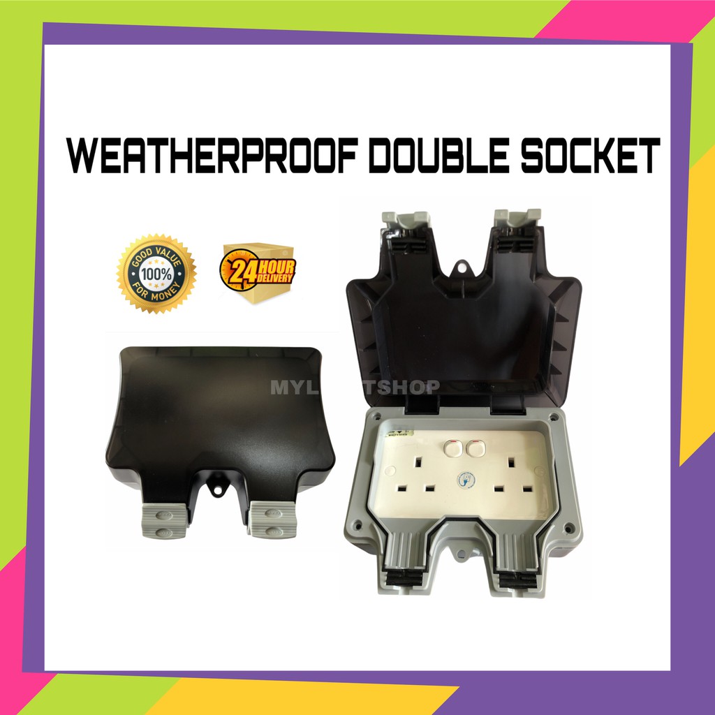 Outdoor Weatherproof Double Socket with 13A Switch Socket IP66 DIY ...