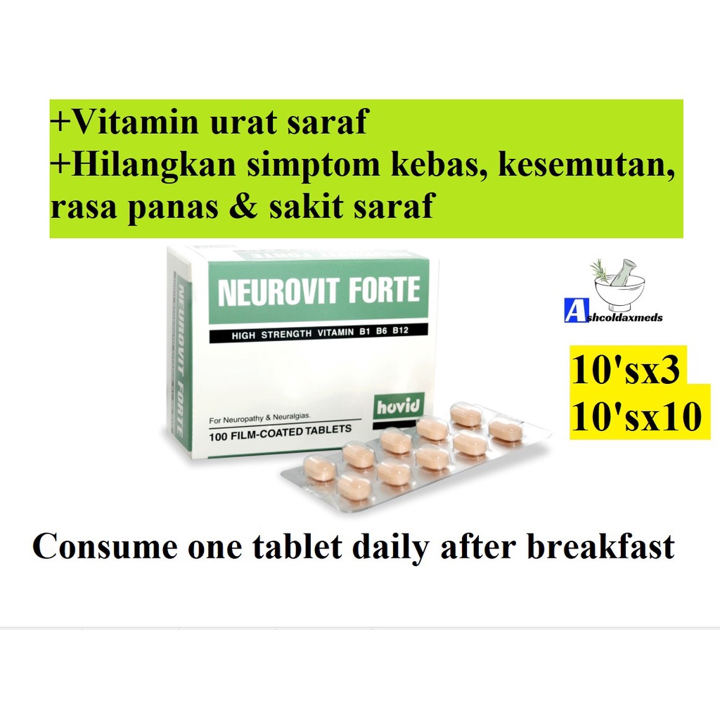 Hovid Neurovit Forte (High Strength) 10sx3 or 10sx10 EXP01/2027 ...