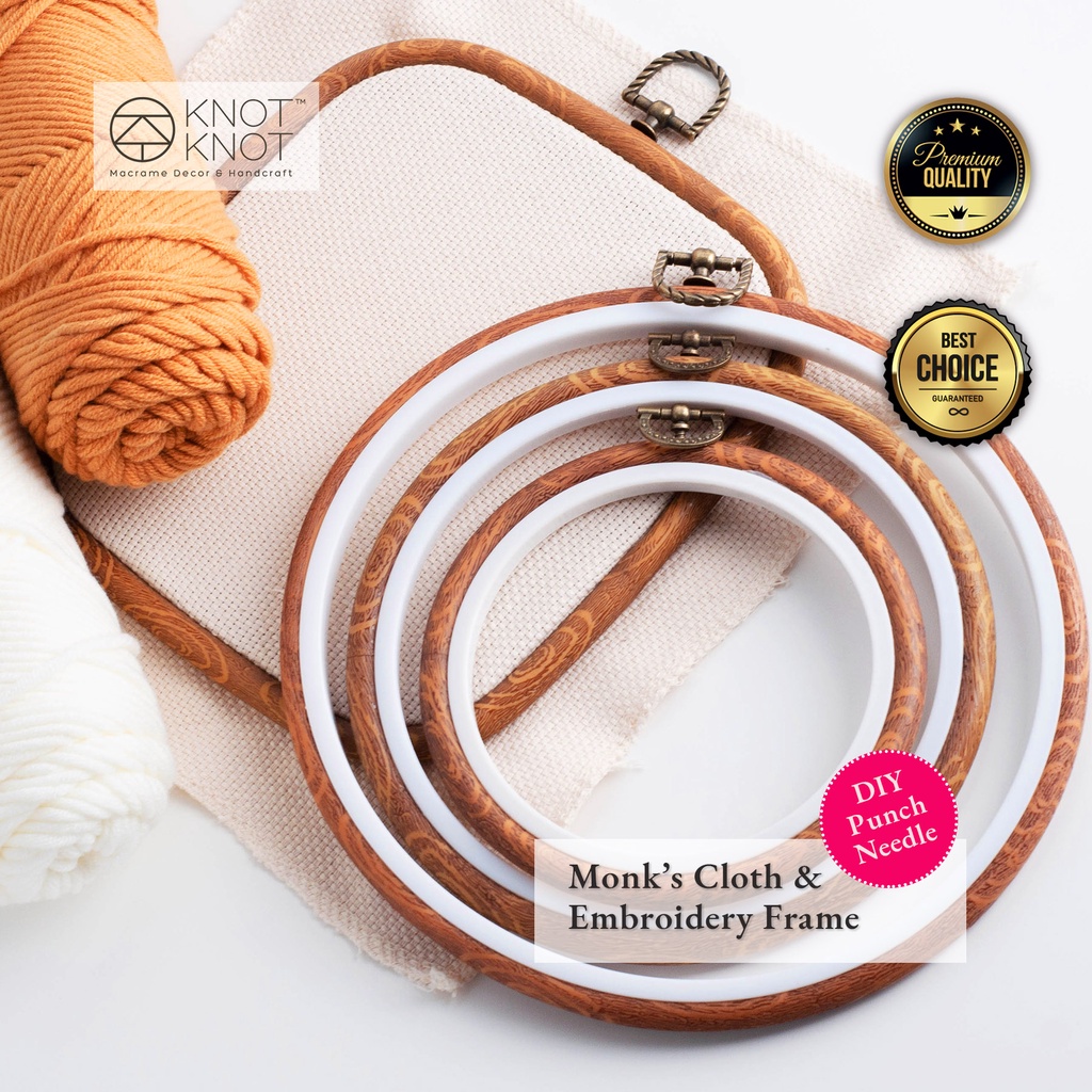 Monk's Cloth Fabric & Embroidery Frame Set Punch Needle Rag Rug DIY ...