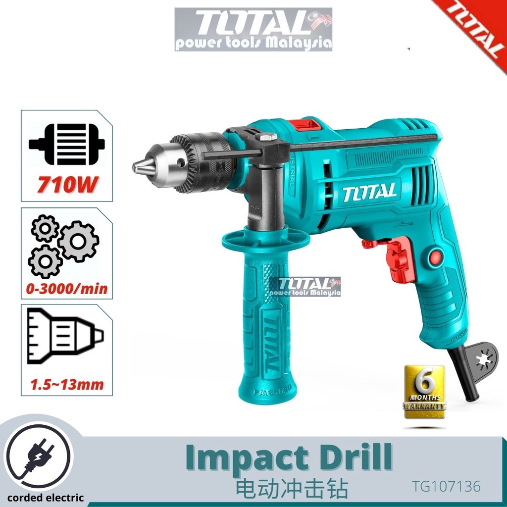 TOTAL Impact Drill (710W) 电动冲击钻 - TG107136 | Shopee Malaysia