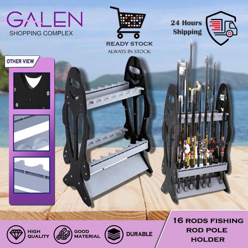 [Ready Stock] Lightweight 16 Rods Fishing Rod Pole Holder Stand ...